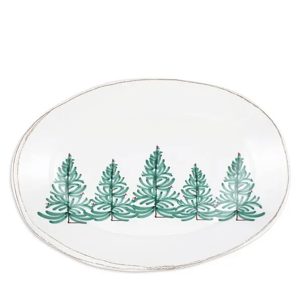 VIETRI Melamine Lastra Holiday Oval Platter - White