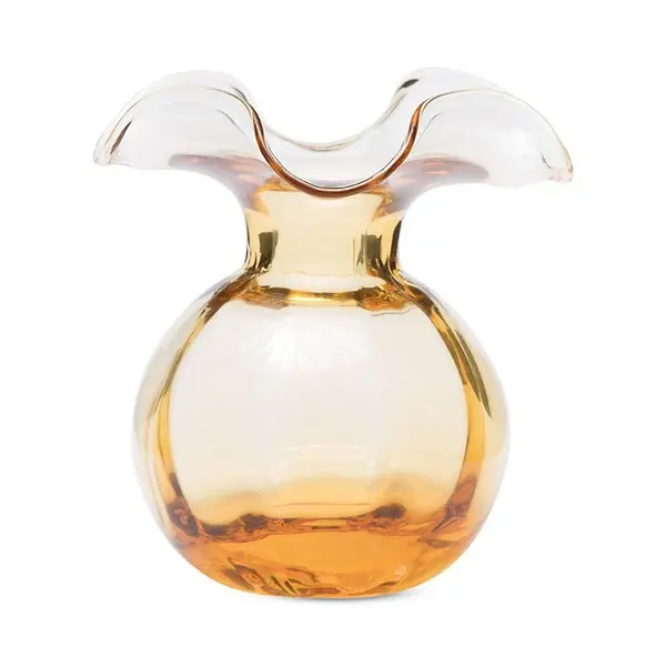 VIETRI Hibiscus Glass Medium Fluted Vase - Amber