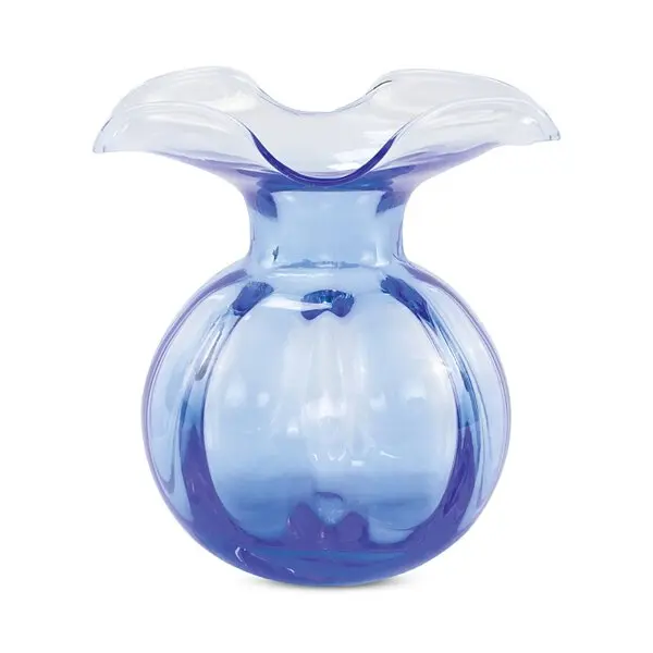 VIETRI Hibiscus Glass Medium Fluted Vase - Cobalt