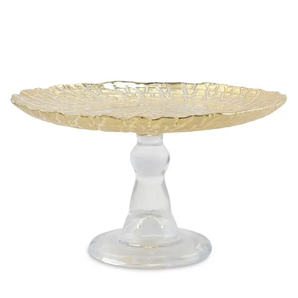 VIETRI Rufolo Glass Crocodile Small Cake Stand - Gold