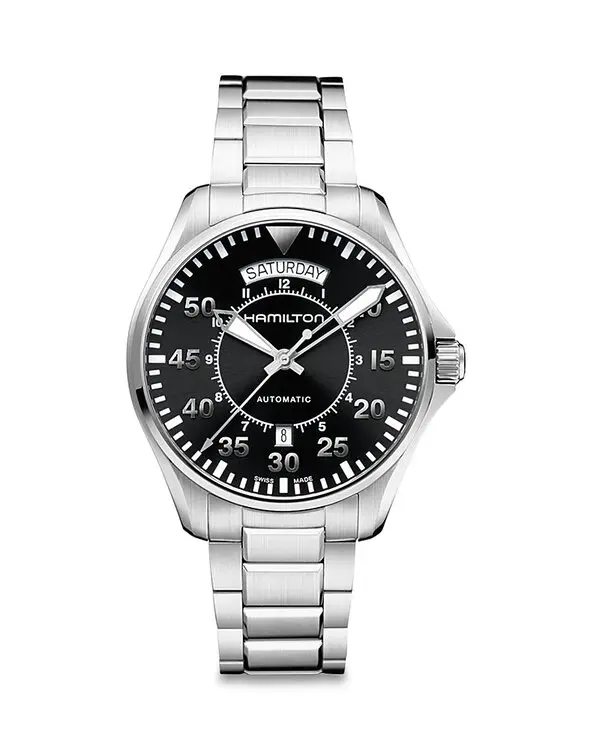 Hamilton Pilot Khaki Aviation 42mm Watch - Black/silver