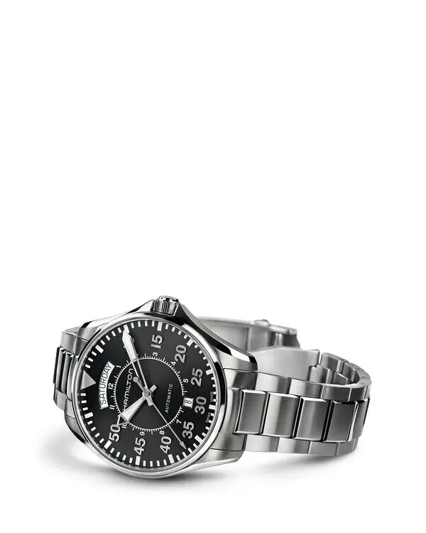 Hamilton Pilot Khaki Aviation 42mm Watch - Black/silver