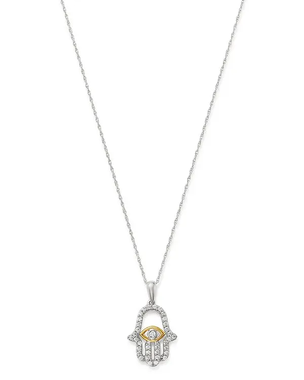 Bloomingdale'S Diamond Hamsa Pendant Necklace - Gold/white