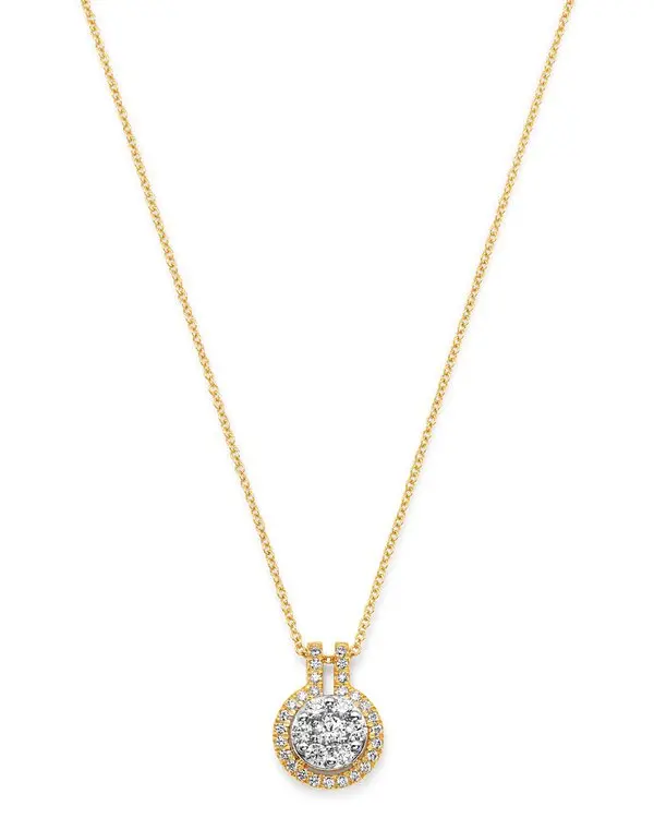 Bloomingdale'S Diamond Halo Cluster Pendant Necklace - White/gold