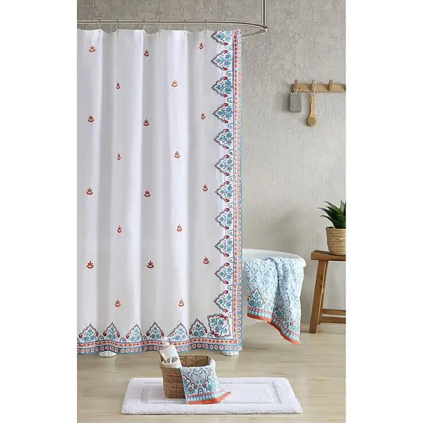 JOHN ROBSHAW Sheetal Shower Curtain - Turquoise