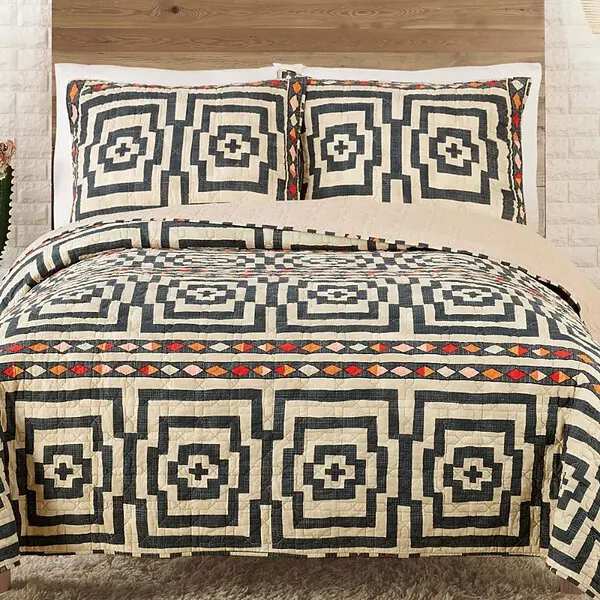 JUNGALOW Justina Blakeney Hypnotic Quilt Set, King - Black