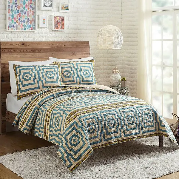 JUNGALOW Justina Blakeney Hypnotic Quilt Set, King - Blue