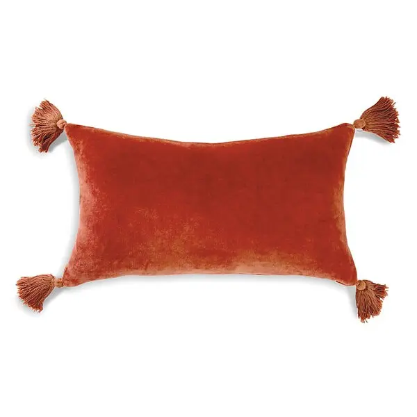 PERI HOME Velvet Tassles Decorative Pillow, 12 X 20 - Rust