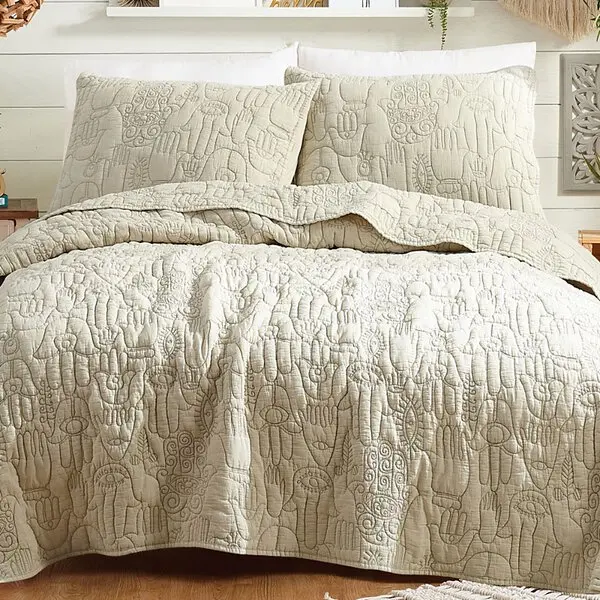 JUNGALOW Justina Blakeney Hamsa Quilt Set, Full/queen - Natural