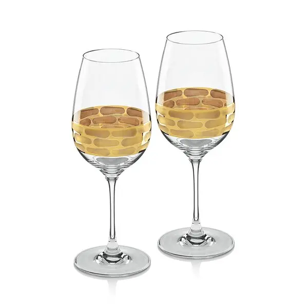 MICHAEL WAINWRIGHT Truro White Wine Glass Set Of 2 - Clear/gold