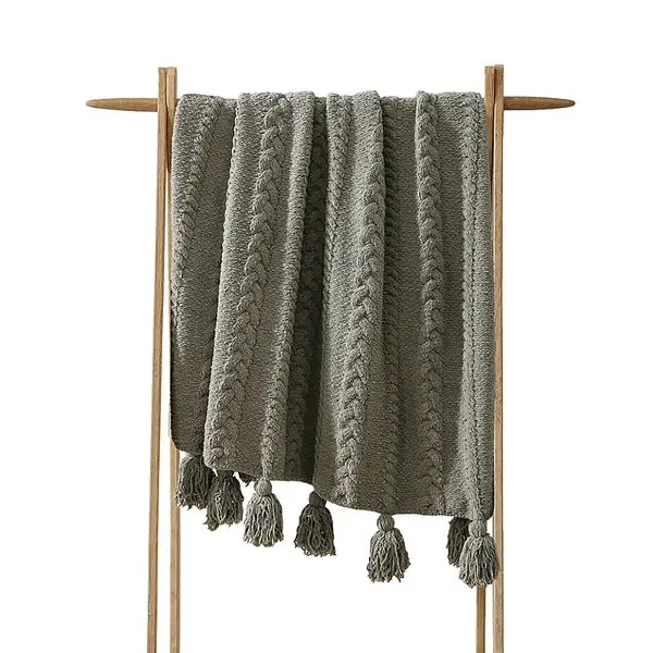 SUNDAY CITIZEN Braided Pom Pom Throw - Boulder