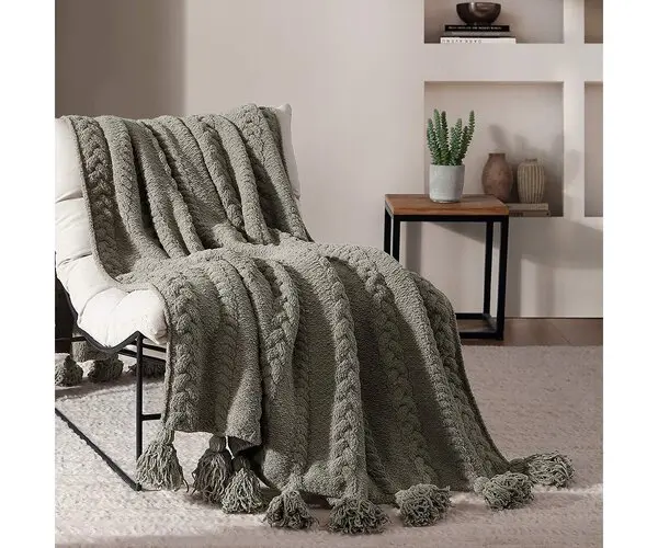SUNDAY CITIZEN Braided Pom Pom Throw