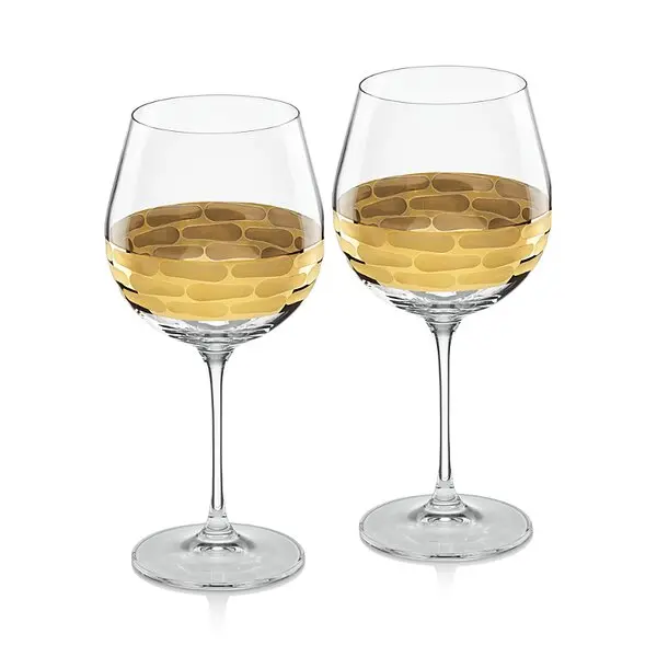 MICHAEL WAINWRIGHT Truro Red Wine Glass Set Of 2 - Clear/gold