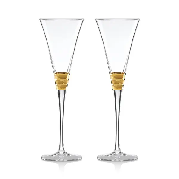 MICHAEL WAINWRIGHT Truro Toasting Flute Set Of 2 - Clear/gold