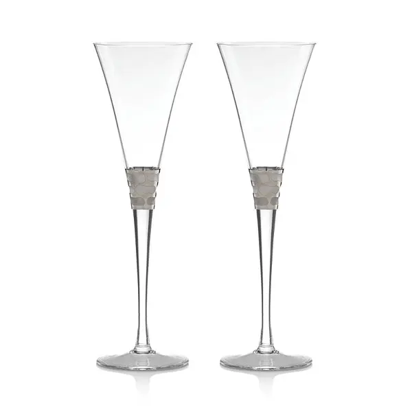 MICHAEL WAINWRIGHT Truro Toasting Flute Set Of 2 - Clear/platinum