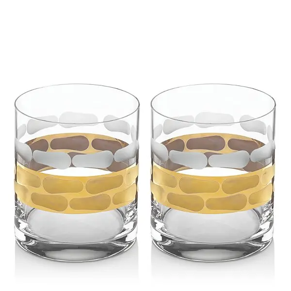 MICHAEL WAINWRIGHT Truro Double Old Fashioned Glass Set Of 2 - Clear/gold
