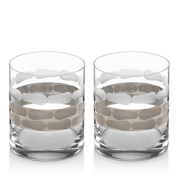 MICHAEL WAINWRIGHT Truro Double Old Fashioned Glass Set Of 2 - Clear/platinum