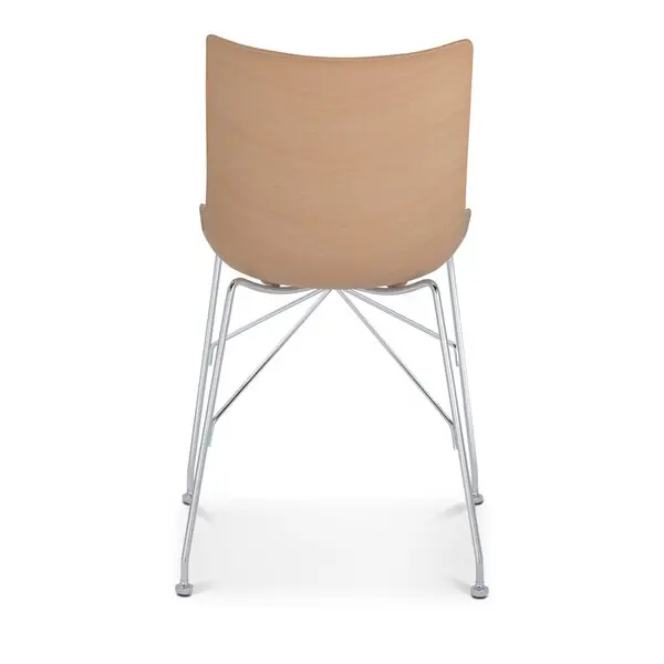 KARTELL P Basic Veneer Dining Chair - Light Wood/chrome Legs