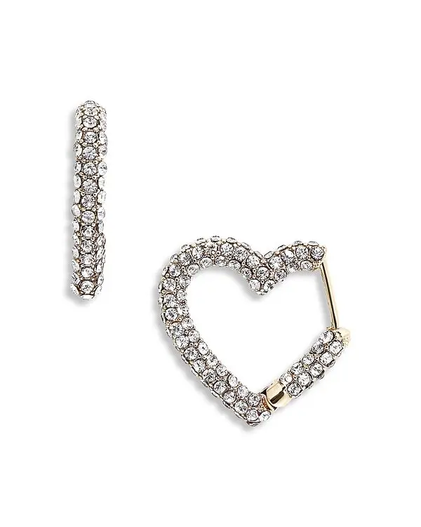Baublebar Velma Pave Heart Hoop Earrings - White/gold