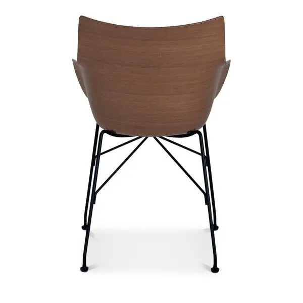 KARTELL Q Basic Veneer Dining Chair - Dark Wood/painted Steel Legs
