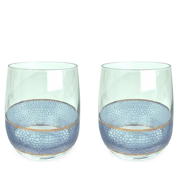 MICHAEL WAINWRIGHT Set Of 2 Panthera Glass Rock Glasses - Indigo