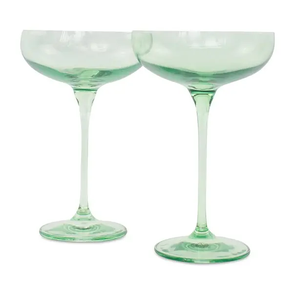 ESTELLE COLORED GLASS Champagne Coupes, Set Of 2 - Mint Green