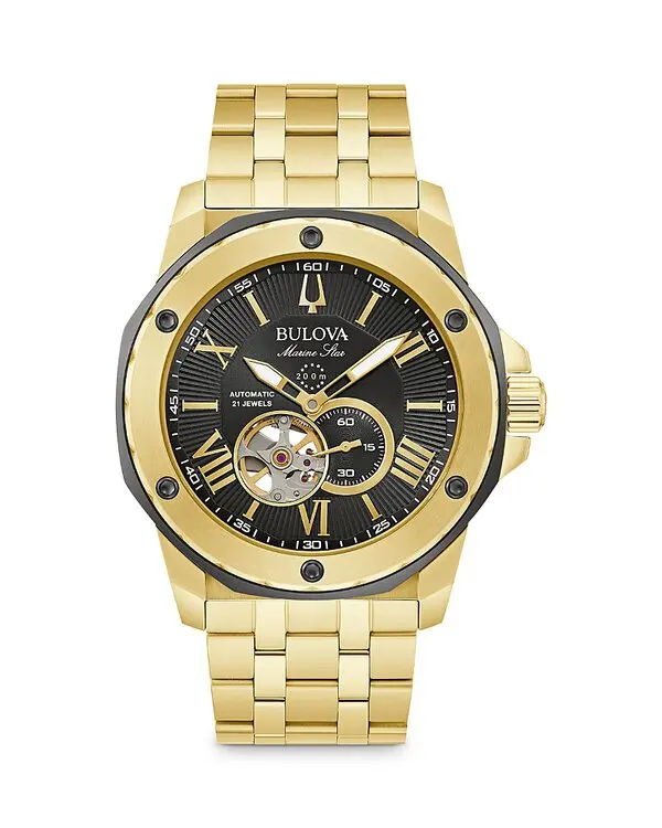 Bulova Marine Star Watch, 45mm - Black/gold