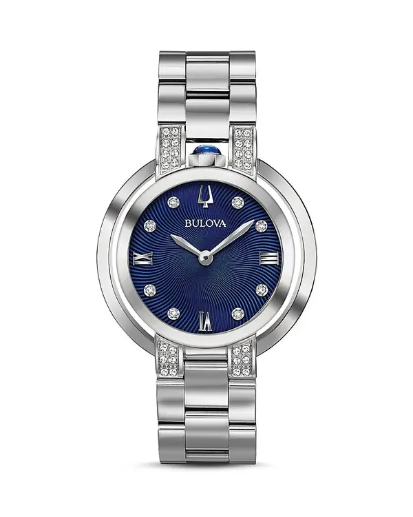 Bulova Rubaiyat 35mm Diamond Watch - Blue/silver