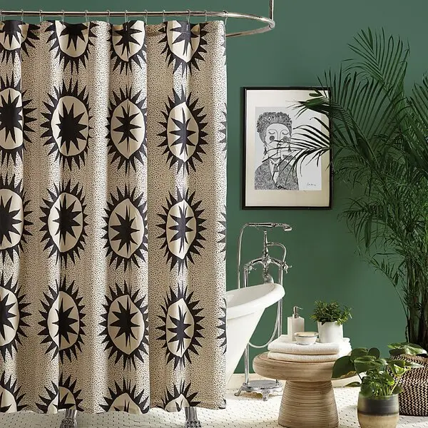 JUNGALOW Justina Blakeney Soleil Shower Curtain - Black/cream