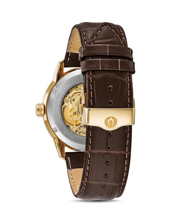 Bulova Sutton Skeleton Watch - White/brown