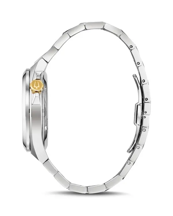 Bulova Maquina Silver-tone Link Bracelet Automatic Watch 46mm - Black/silver