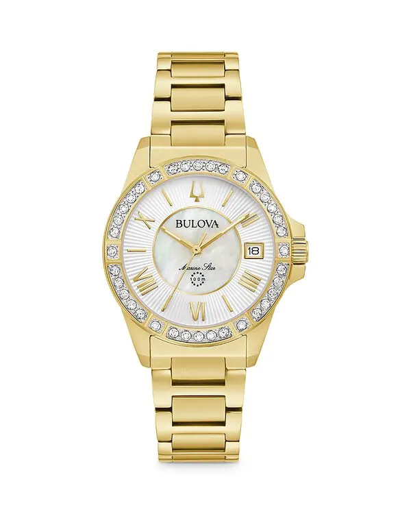 Bulova Marine Star 32mm Watch - White/gold