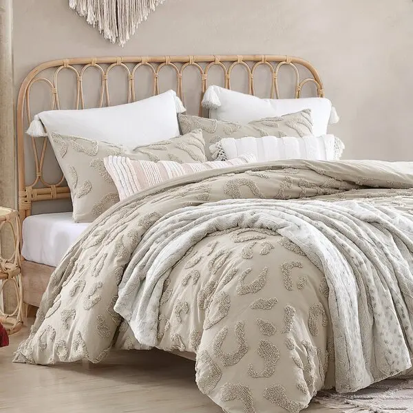 PERI HOME Chenille Leopard Duvet Set, Twin Xl - Linen