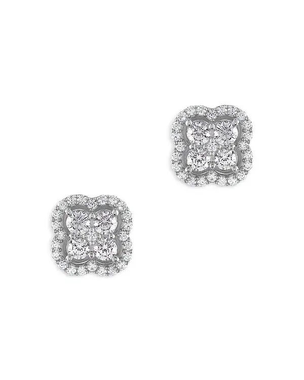 Bloomingdale'S Diamond Clover Stud Earrings In 14k Gold, 1.50 Tcw - White