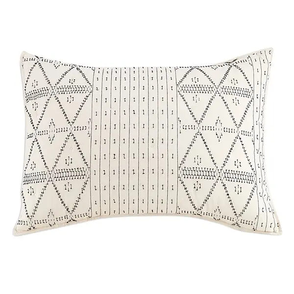 MOMENI Geo Tick Cotton Sham, King - Cream