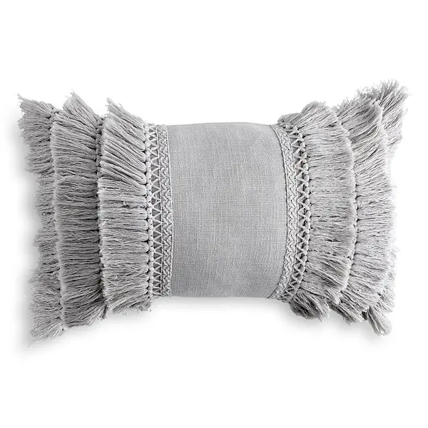 PERI HOME Fringe Decorative Pillow, 12 X 18 - Gray