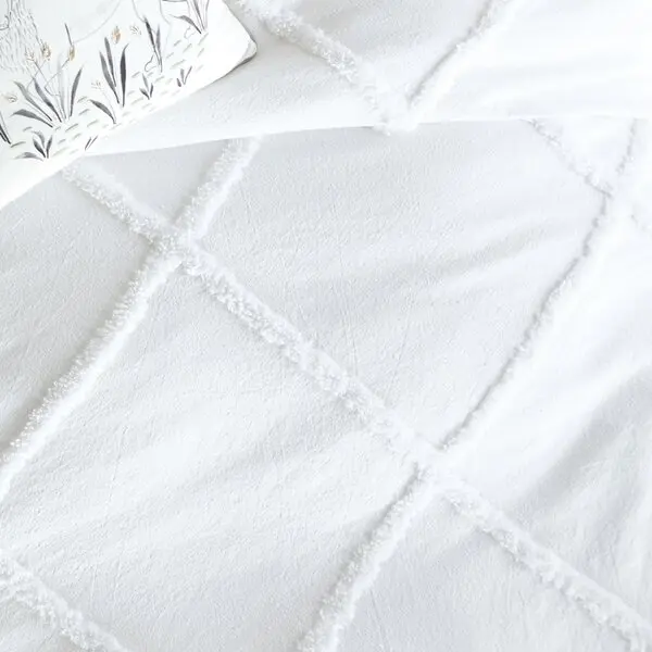 PERI HOME Chenille Lattice Comforter Set, Full/queen - White