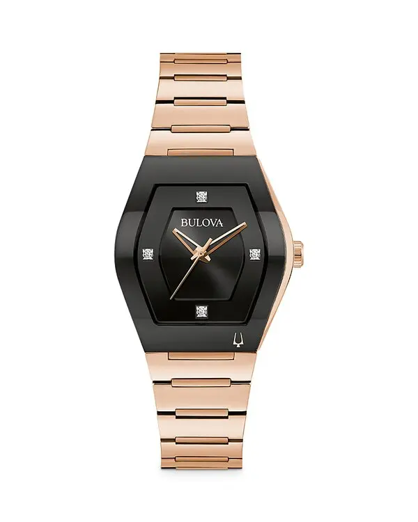 Bulova Modern 30mm Watch - Black/rose Gold