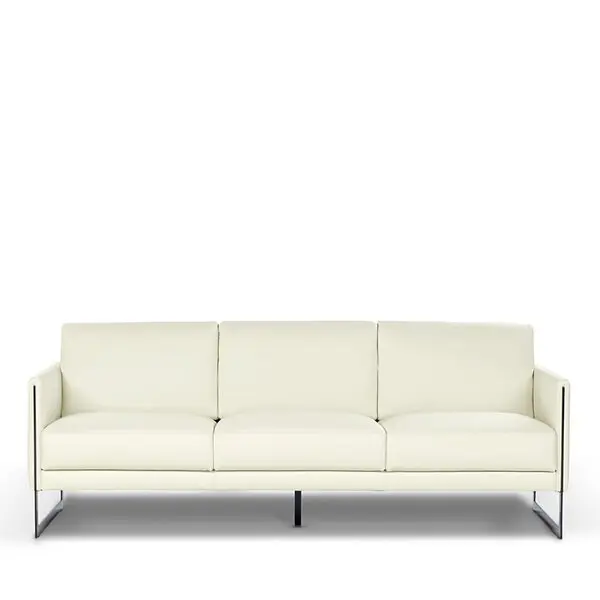 GIUSEPPE NICOLETTI Coco 81 Leather 3 Seat Sofa - Bull Bianco Naturale/titanium