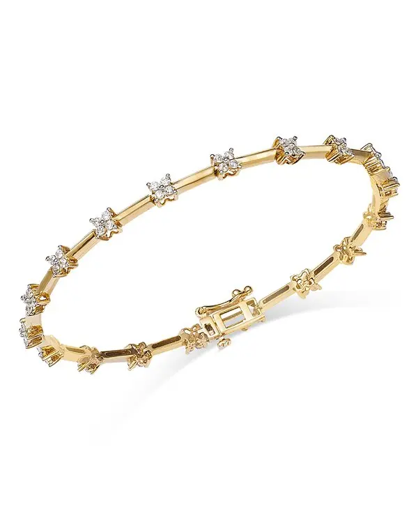 Bloomingdale'S Diamond Flower Cluster Station Bracelet - Gold/white
