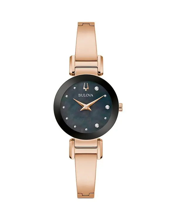 Bulova Marc Anthony Modern Diamond Bangle Watch, 26mm - Black/rose Gold