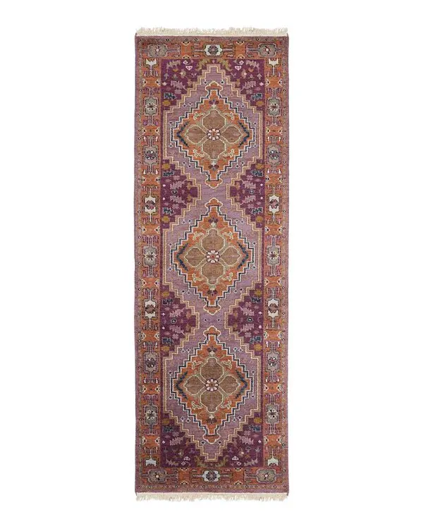 SURYA Zeus Runner Area Rug, 2'6 X 8 - Eggplant/rust/lime