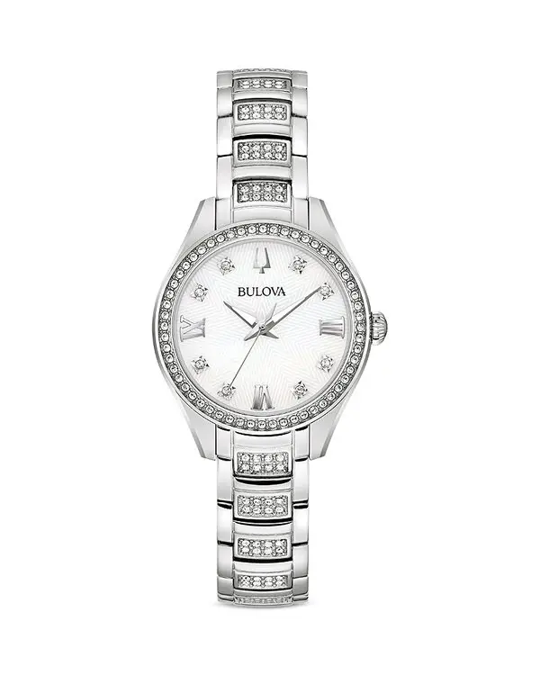 Bulova Crystal Watch, 28.5mm - White/silver