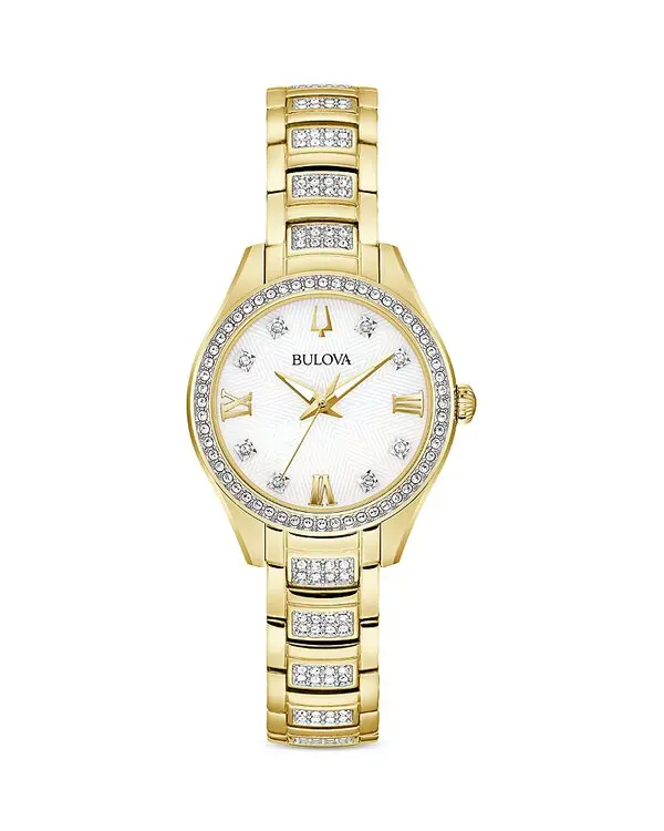 Bulova Crystal Watch - White/gold