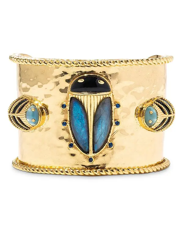 CAPUCINE DE WULF Scarab Cuff Bracelet - Gold/black Agat