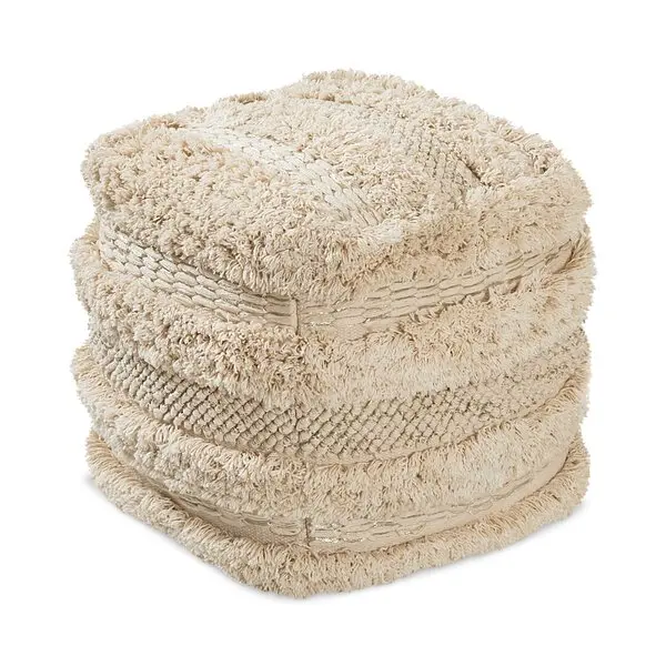 TOV FURNITURE Yorba Cotton Pouf - Beige