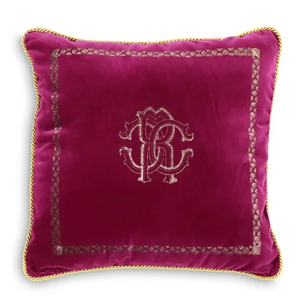 Roberto Cavalli Venezia Velvet Decorative Pillow, 27 X 27 - Pink
