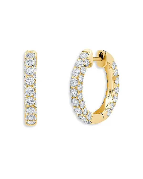 GRAZIELA 18k Yellow Diamond Hoop Earrings - Gold