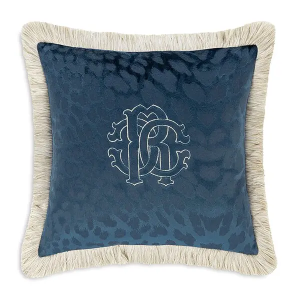 Roberto Cavalli Monogram Decorative Pillow, 24 X 24 - Blue