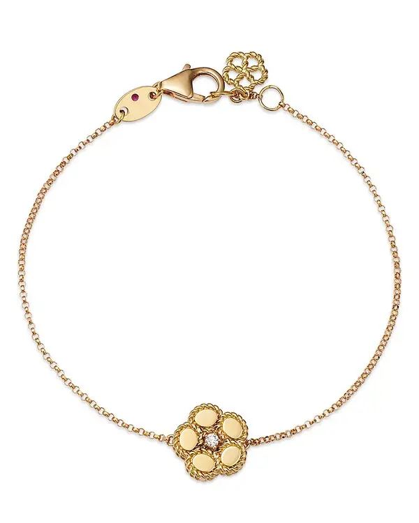 Roberto Coin 18k Yellow Daisy Diamond Flower Link Bracelet - Gold
